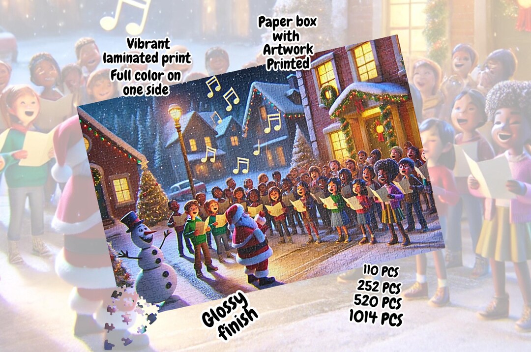 Christmas Carols Puzzle Santa Caroling Scene Family Game Holiday Puzzle ...