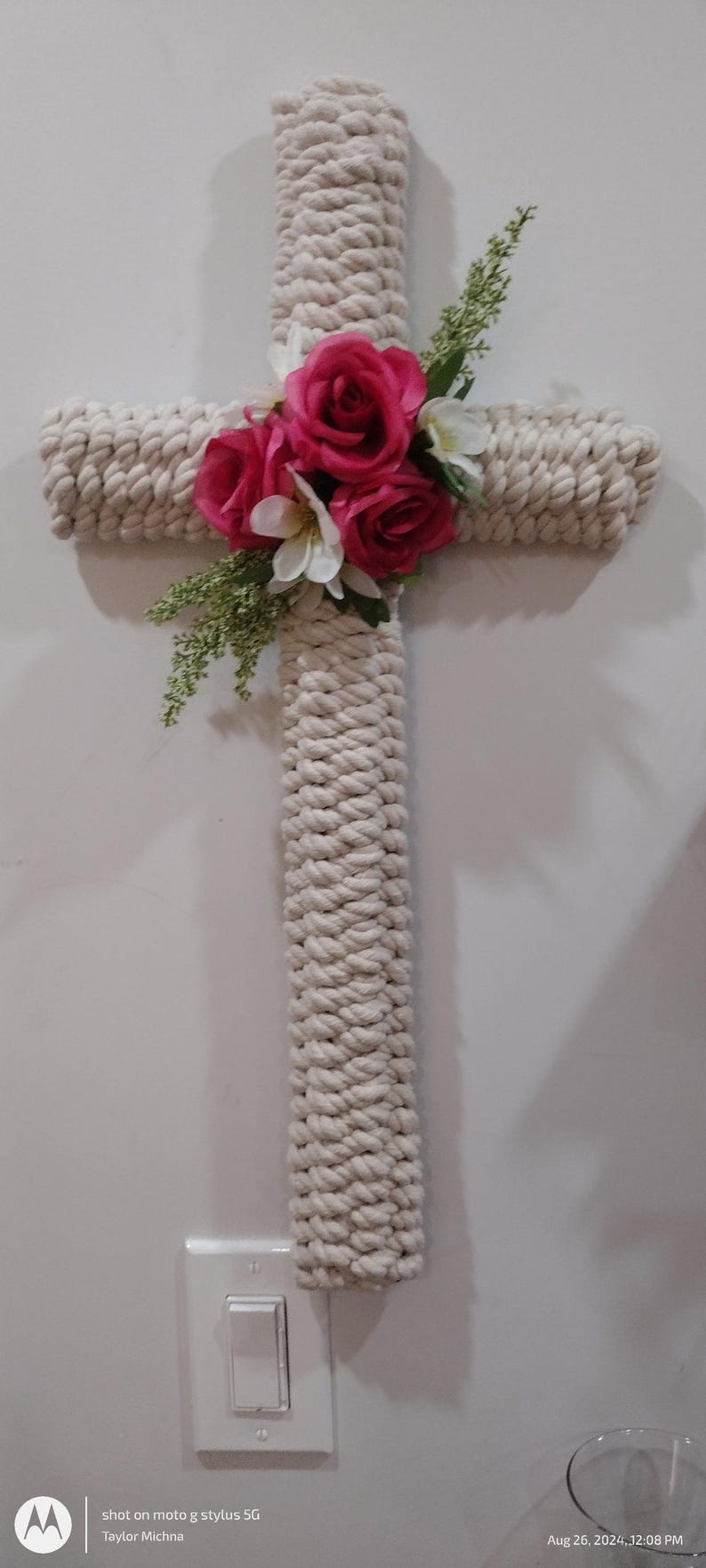 Nautical Rope Cross Wreath With Floral Centerpiece - Etsy