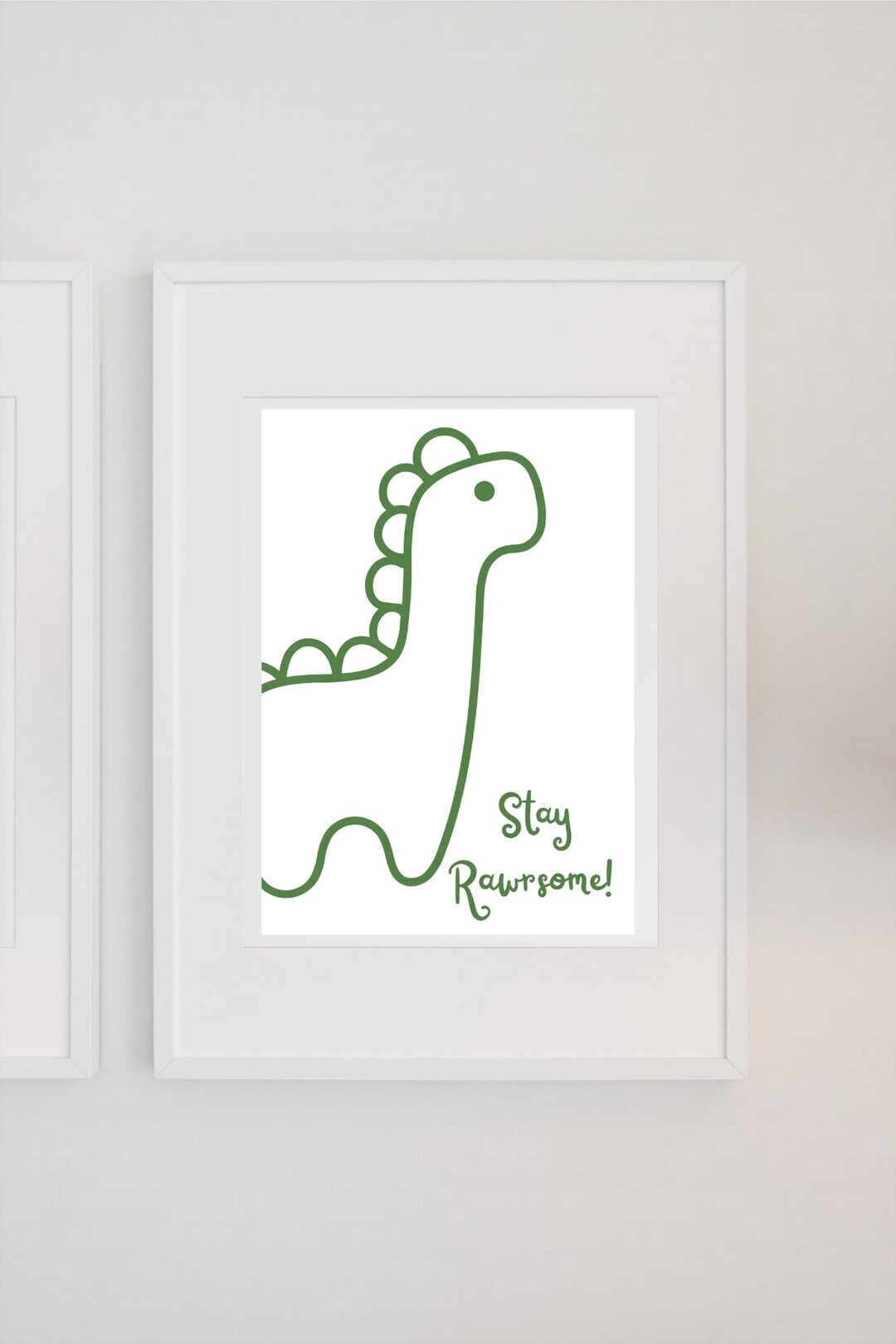 Stay Rawsome Dinosaur Wall Art Cute Minimalist Dino Print, Motivational ...
