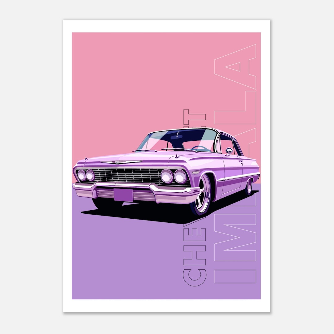 Vintage Chevrolet Impala Poster, Classic American Car Print, Retro Car ...