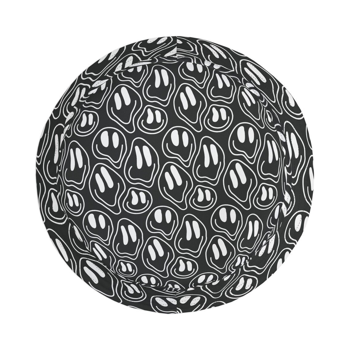 Melting Smiley Face Bucket Hat - EDM Rave Gear - Black and White Bucket ...