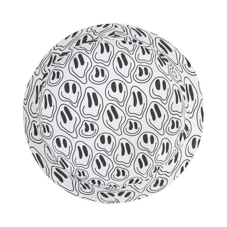 Melting Smiley Face Bucket Hat - EDM Rave Gear - Black and White Bucket ...