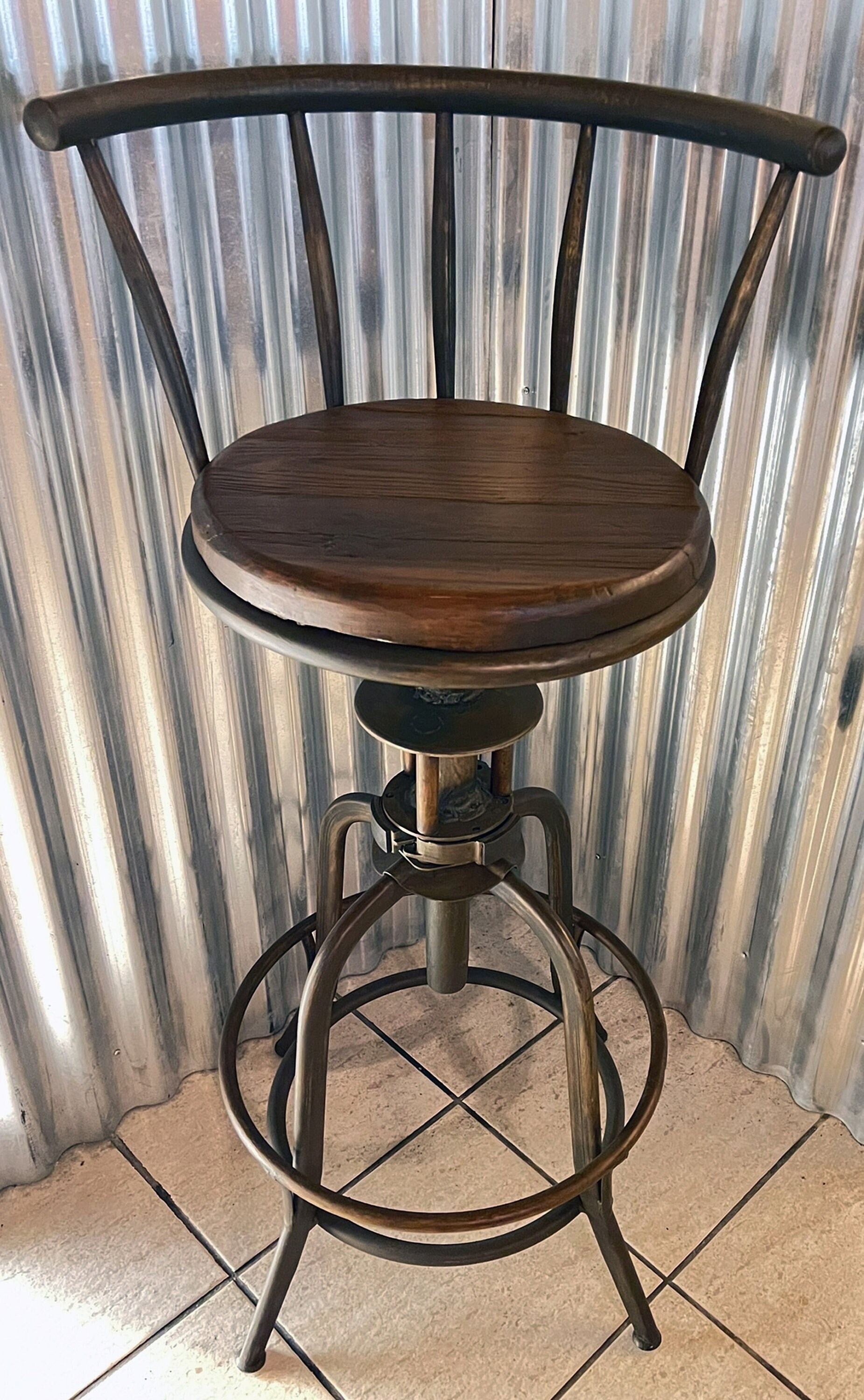 Industrial Metal and Wood Bar Stool, Unique Piece - Etsy