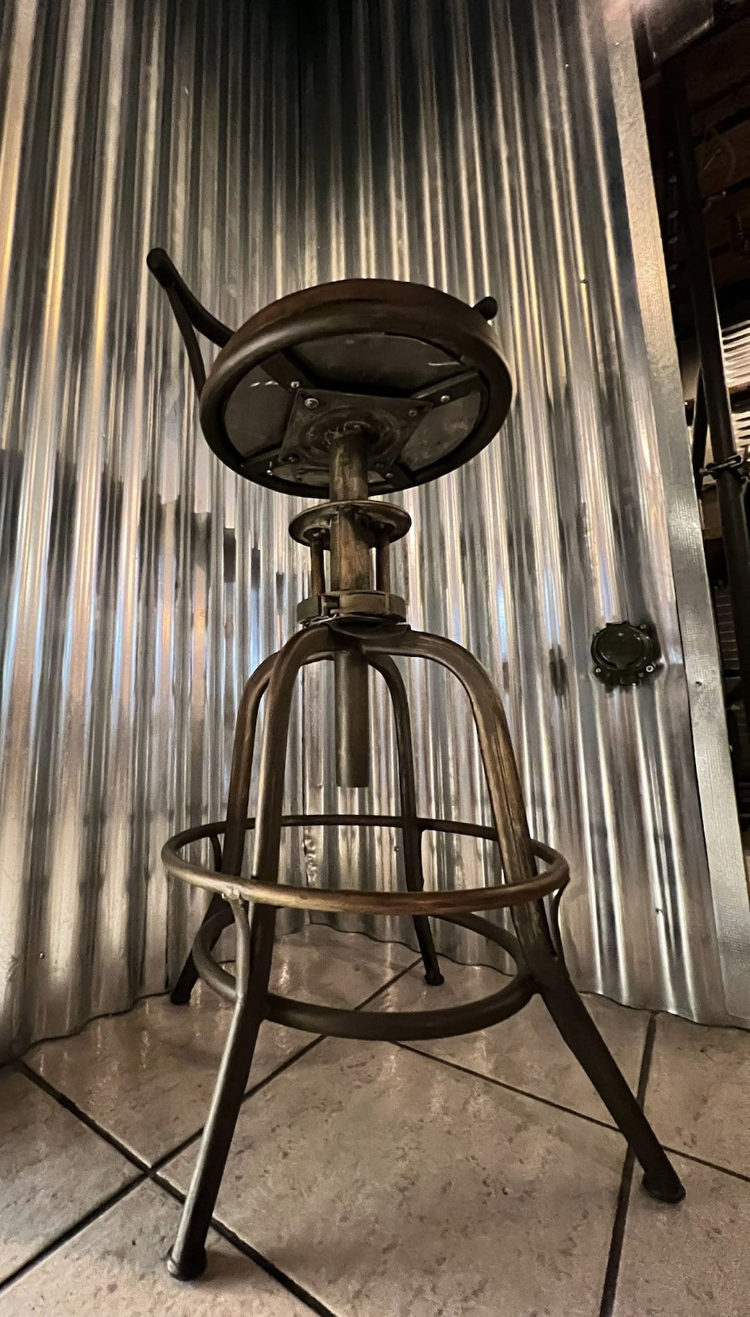 Industrial Metal and Wood Bar Stool, Unique Piece - Etsy