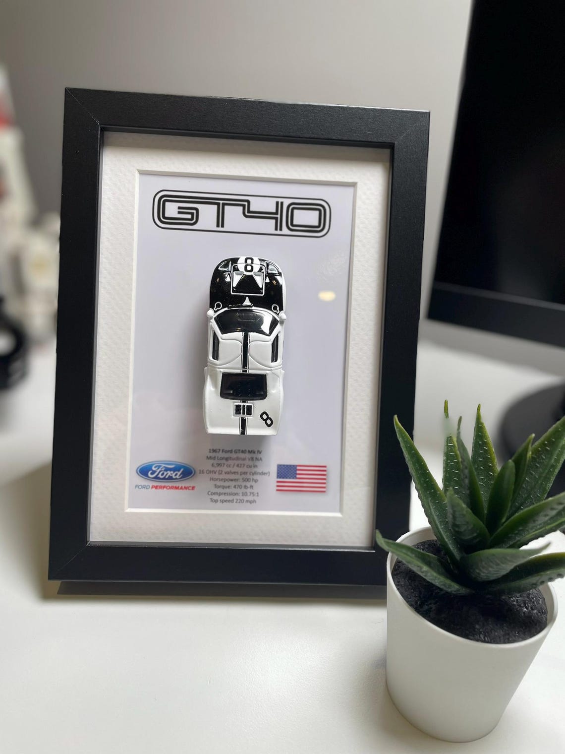 1/64 Hot Wheels Ford GT40 (white/black Frame), Framed Wall Art for Home ...