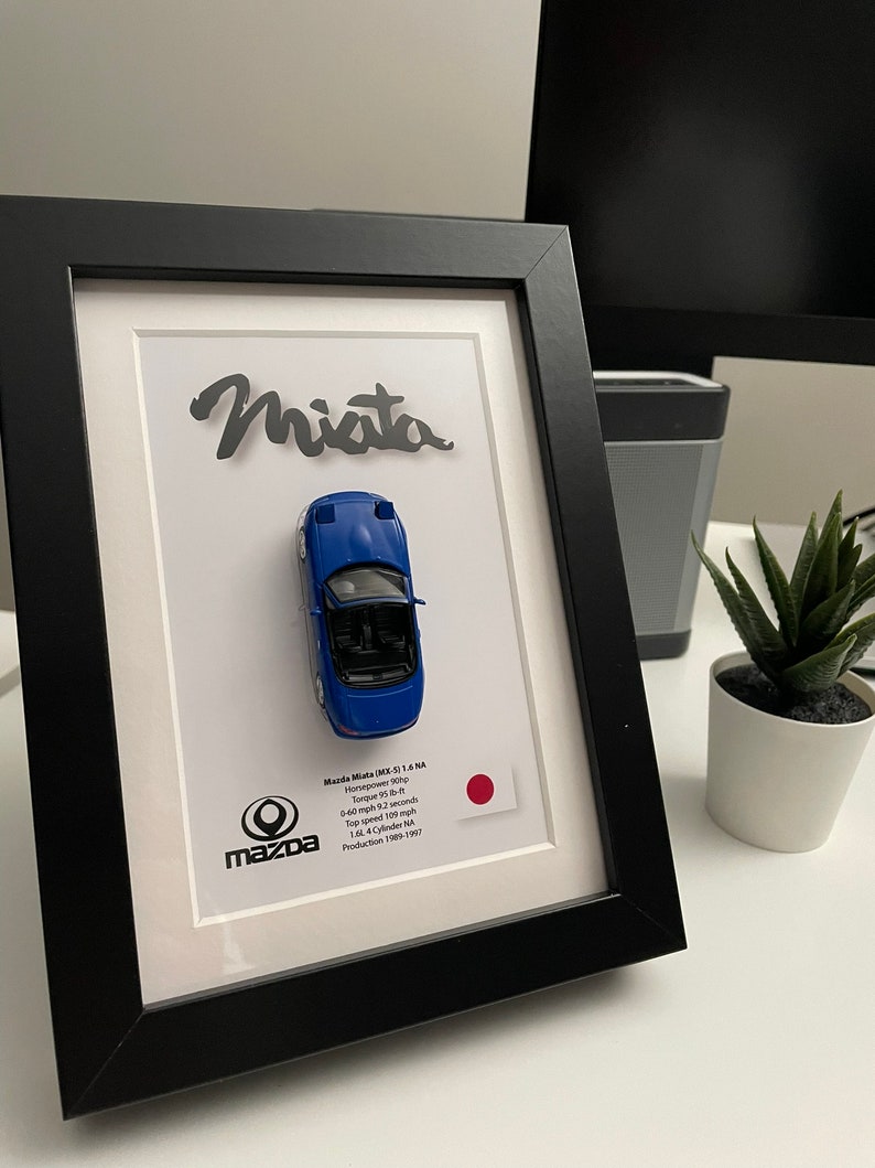 1/64 Mini GT Mazda MX-5 Miata NA blue, Framed Wall Art for Home or ...