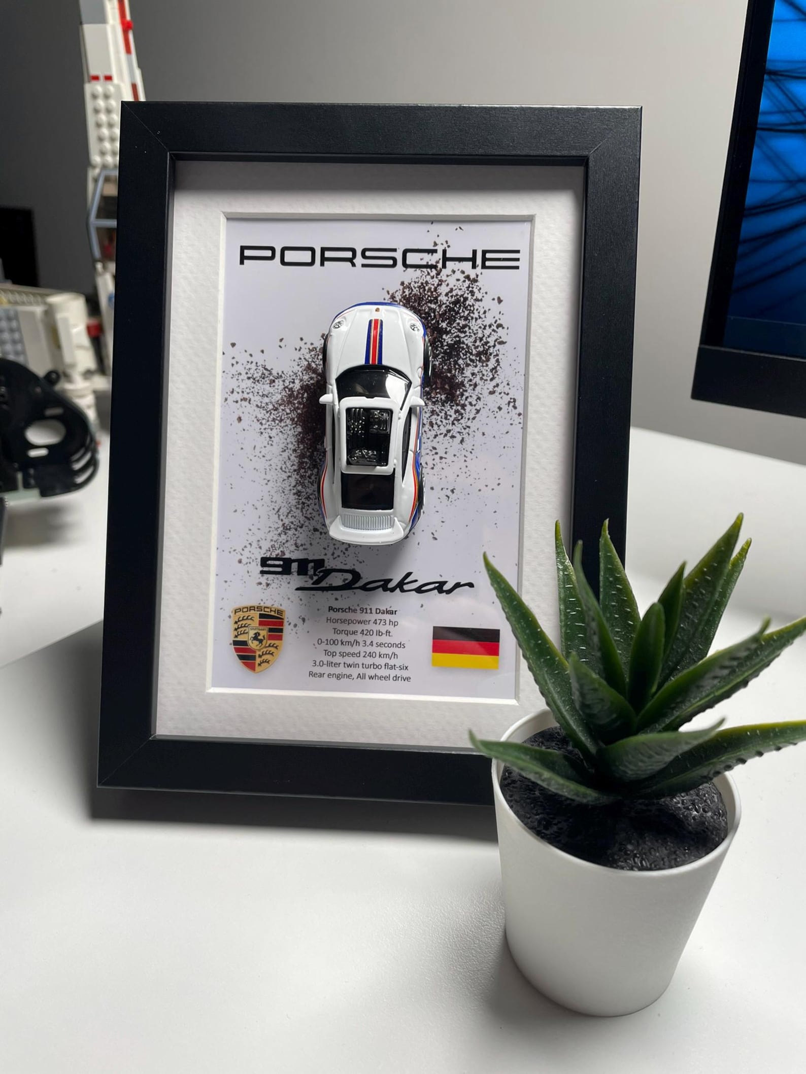 1/64 Hot Wheels Porsche 911 Dakar, Framed Wall Art for Home or Office ...
