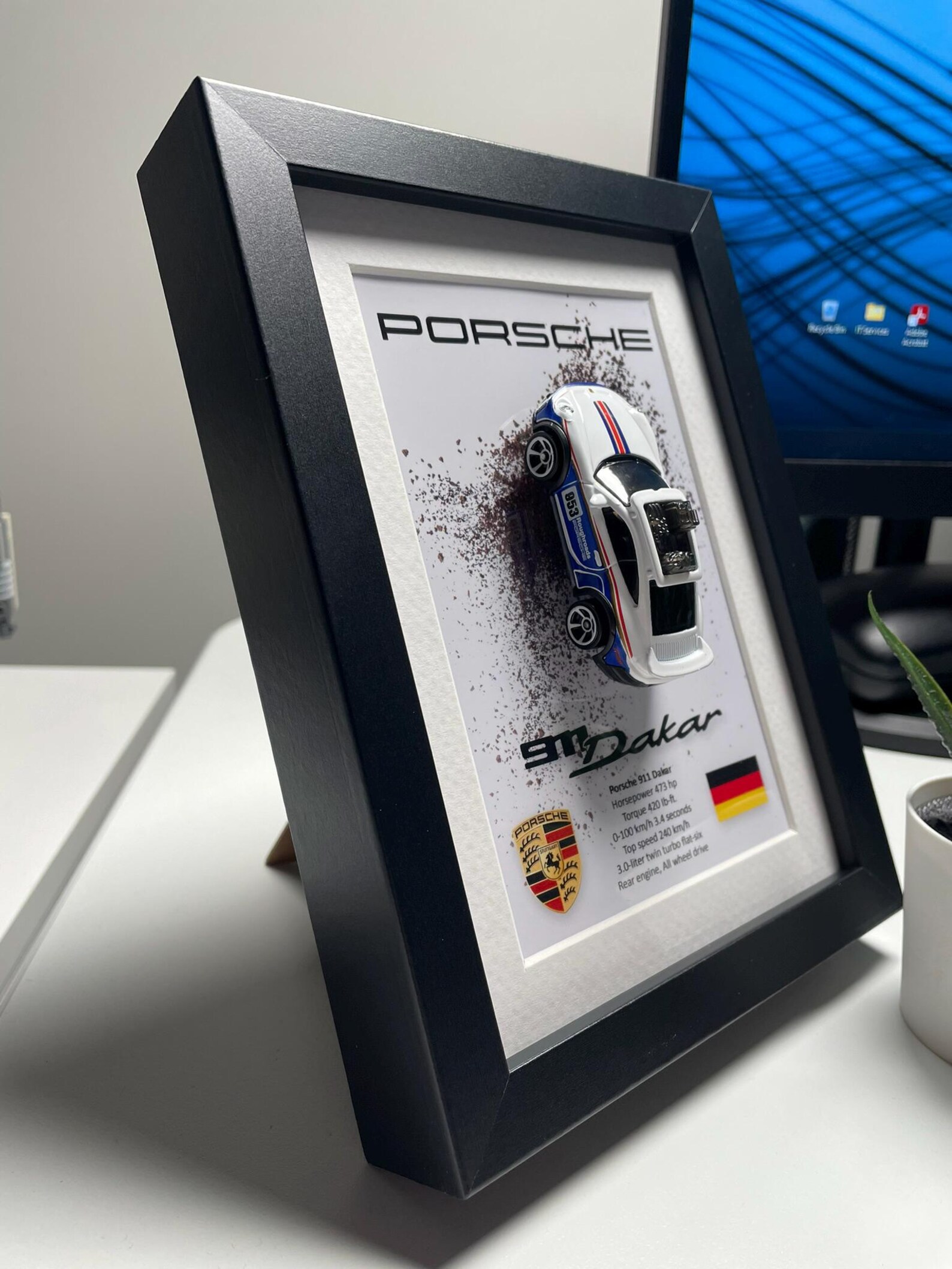 1/64 Hot Wheels Porsche 911 Dakar, Framed Wall Art for Home or Office ...