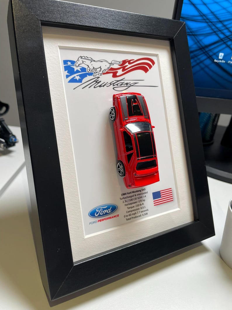 1/64 Hot Wheels Ford Mustang SVO (red), Framed Wall Art for Home or ...