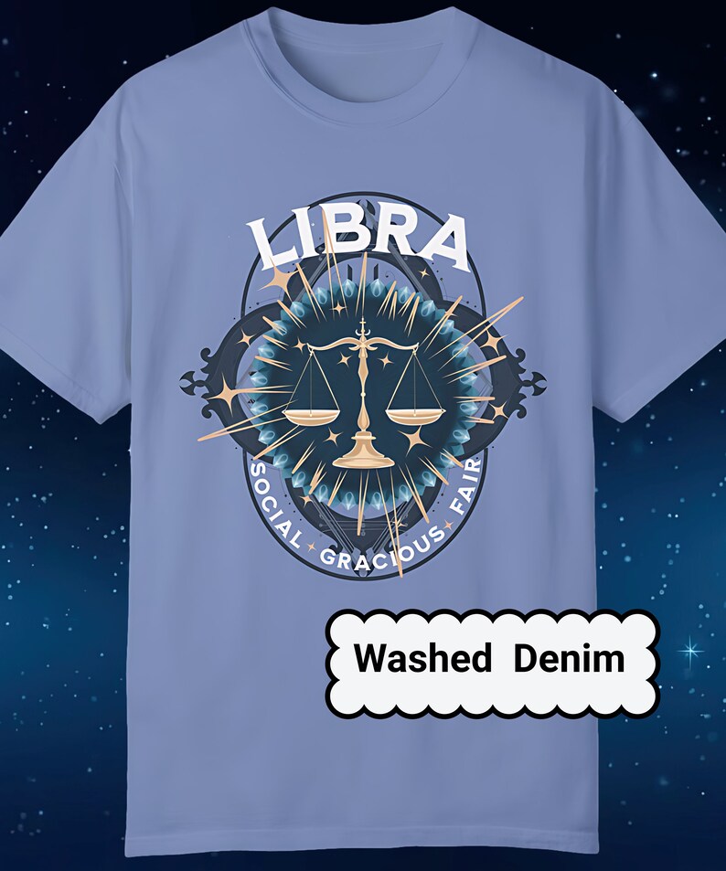 Libra Justice Scales Zodiac T-shirt, Horoscope Symbolism Tee Astrology ...