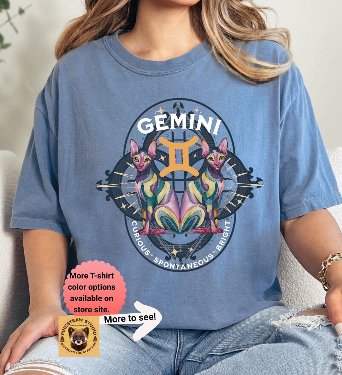 Gemini Cat Twins Zodiac T-shirt, Horoscope Symbol Tee Traits Astrology ...