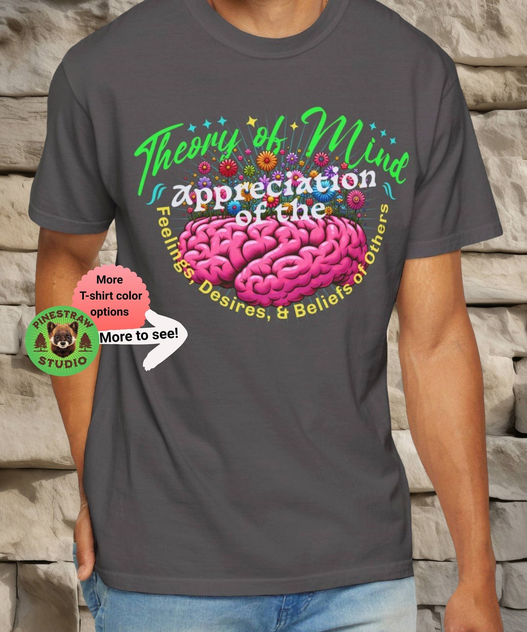 Theory of Mind T-shirt, Mental Health Awareness Tee, Floral Brain ...