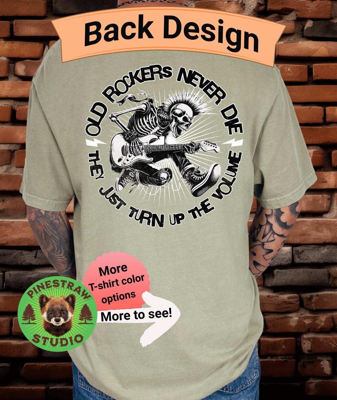Old Rockers T-shirt, Electric Guitar Skeleton, Aging Humor Shirt, Baby ...