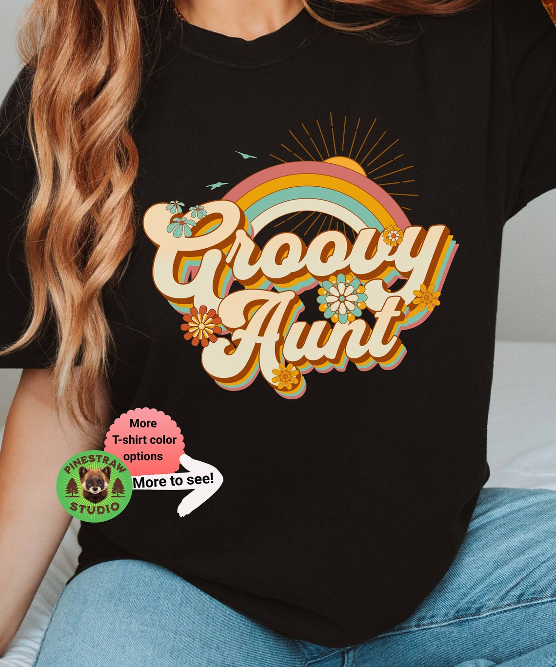 Groovy Aunt Tshirt, Auntie Shirt, New Aunt Gifts, Hippie Floral Tee ...