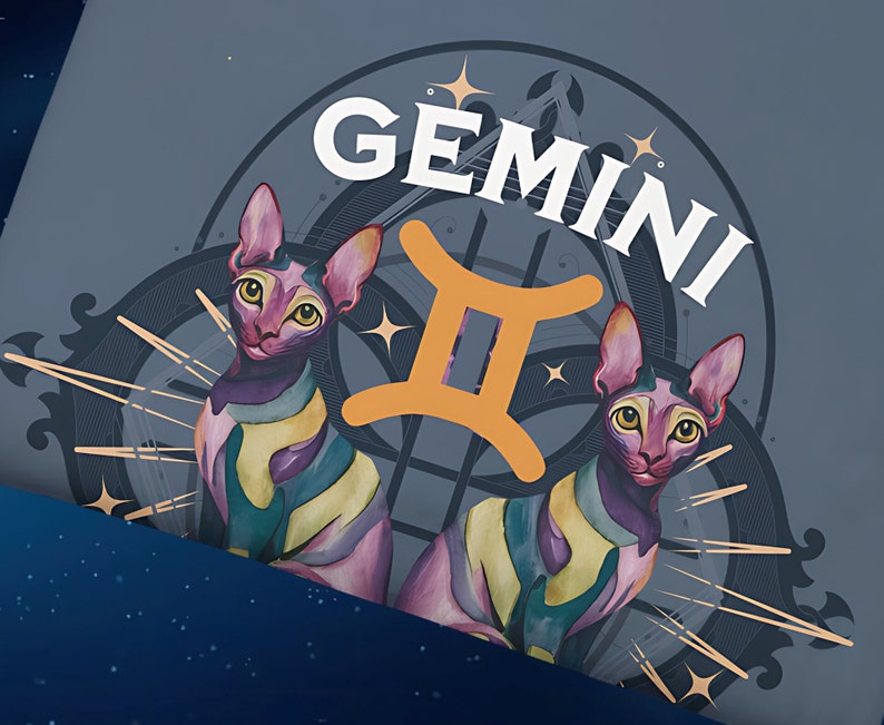 Gemini Cat Twins Zodiac T-shirt, Horoscope Symbol Tee Traits Astrology ...