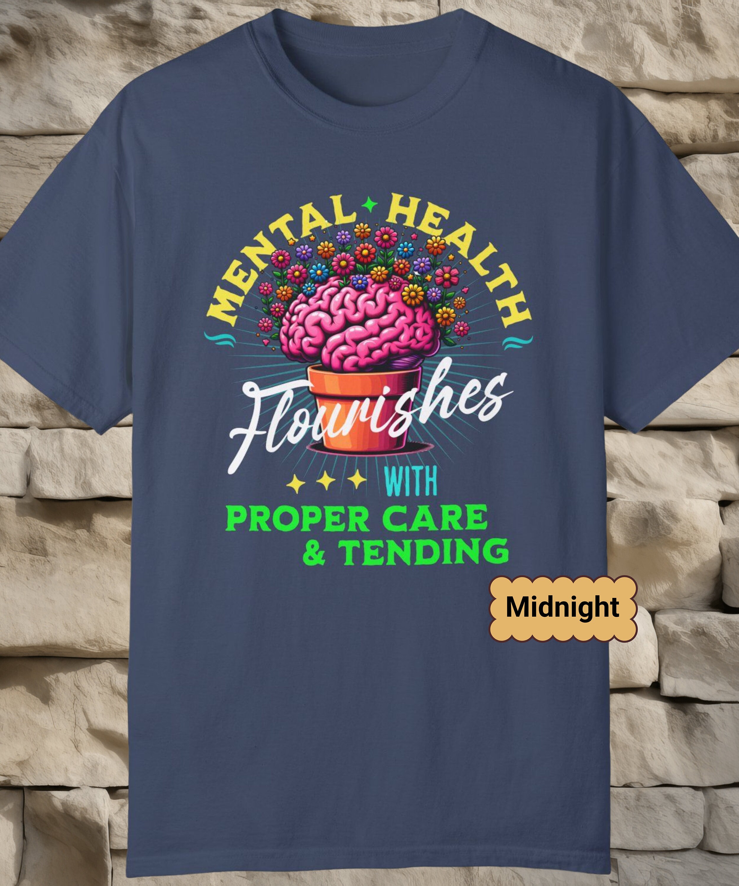 Mental Health Flourishes T-shirt, Awareness Tee, Floral Brain Graphic, Flower Shirt, Self-care ...