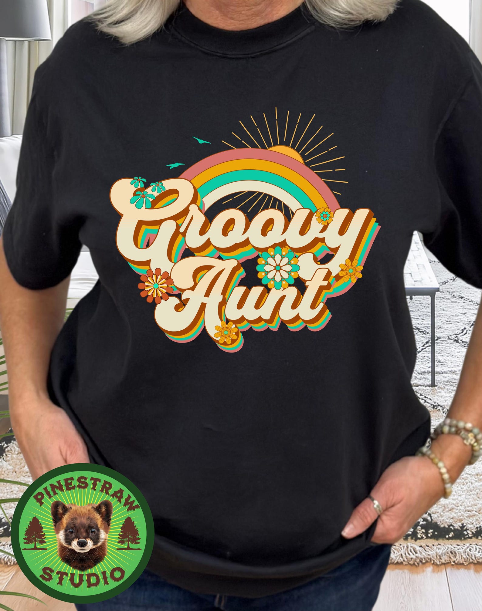 Groovy Aunt Tshirt, Auntie Shirt, New Aunt Gifts, Hippie Floral Tee ...