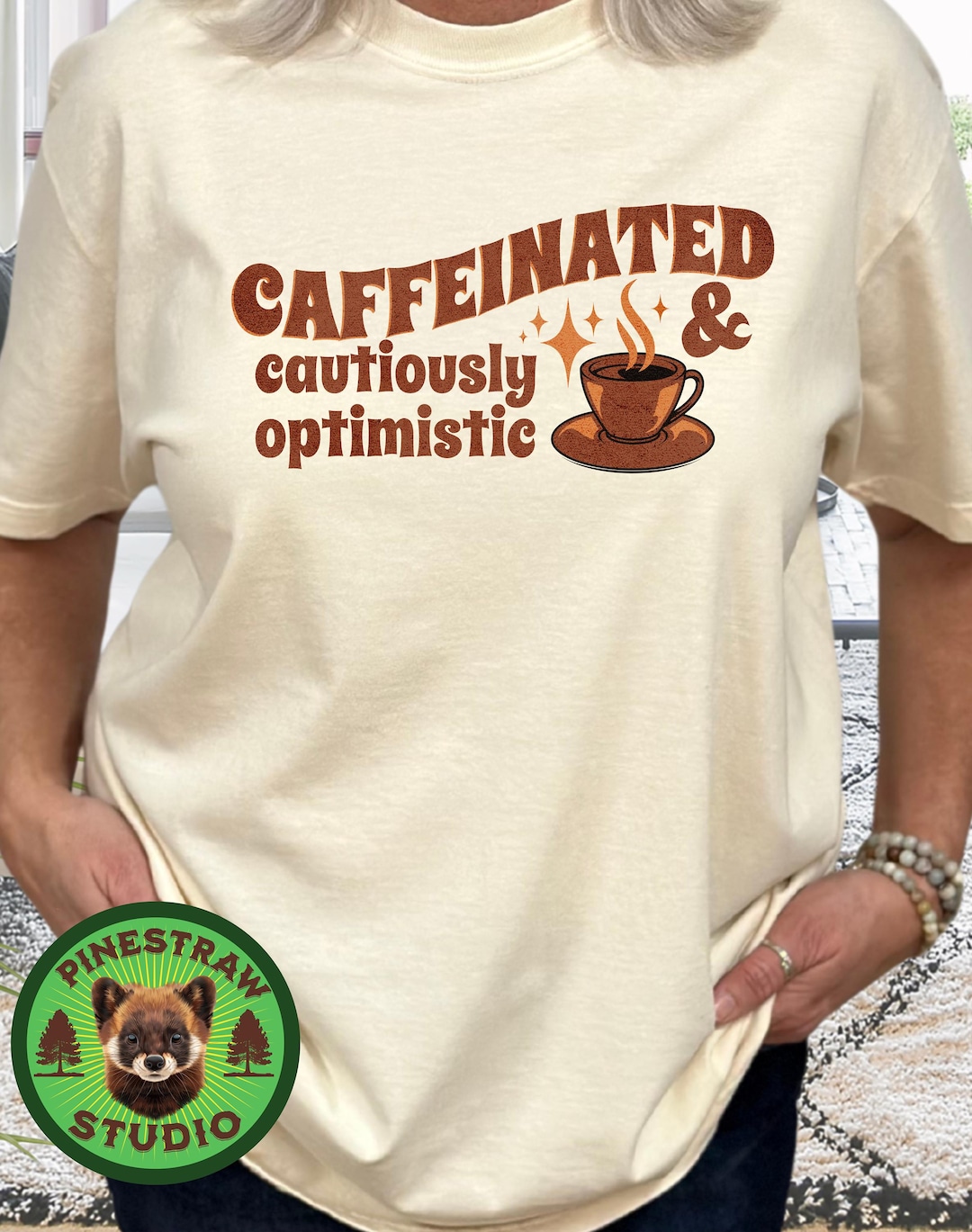 Caffeinated & Cautiously Optimistic T-shirt, Comfort Colors® Tee ...