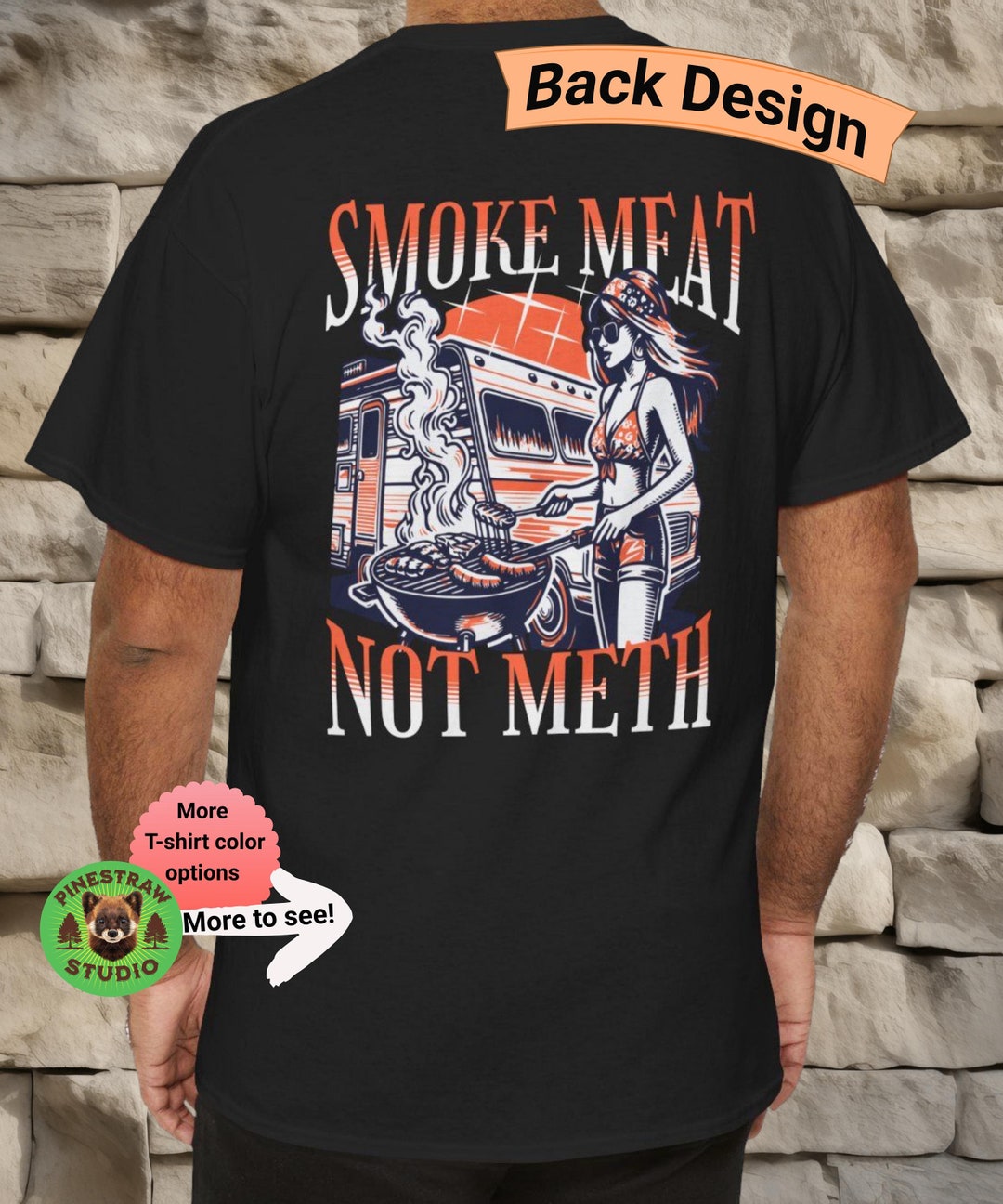Retro Summer Vibes T-shirt, Smoke Meat Not Meth, Unisex Tee, Grilling ...
