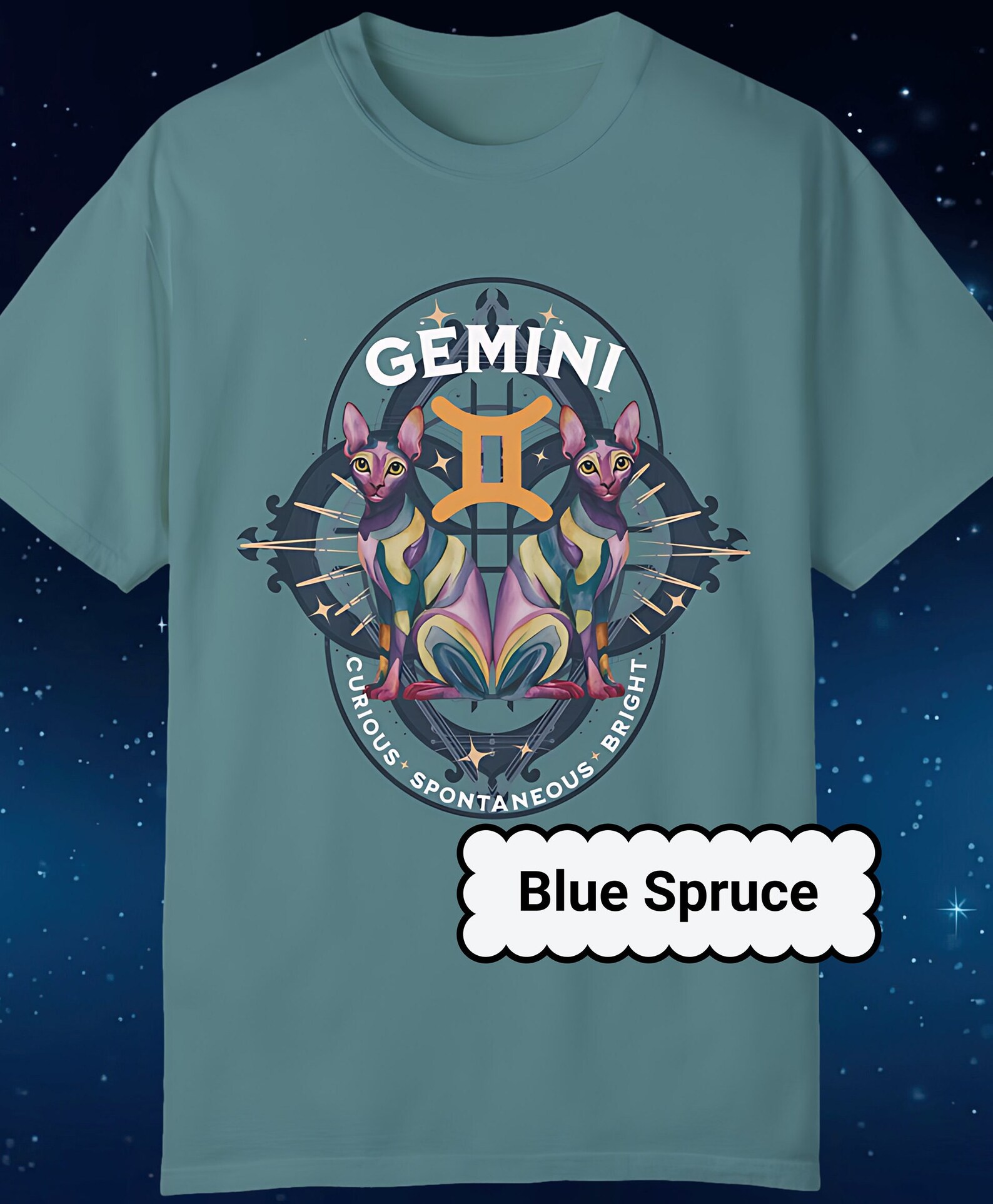 Gemini Cat Twins Zodiac T-shirt, Horoscope Symbol Tee Traits Astrology ...