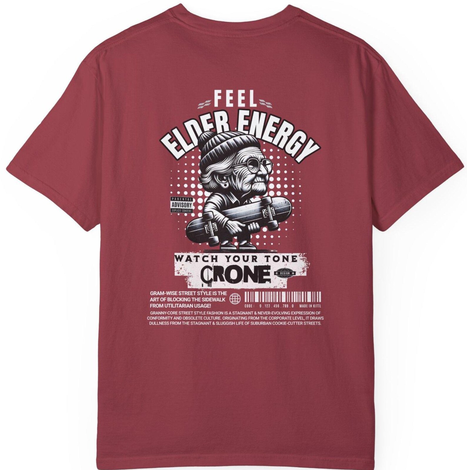 Streetwear Old Lady Skateboarder T-shirt, Crone, Urban Shirt ...