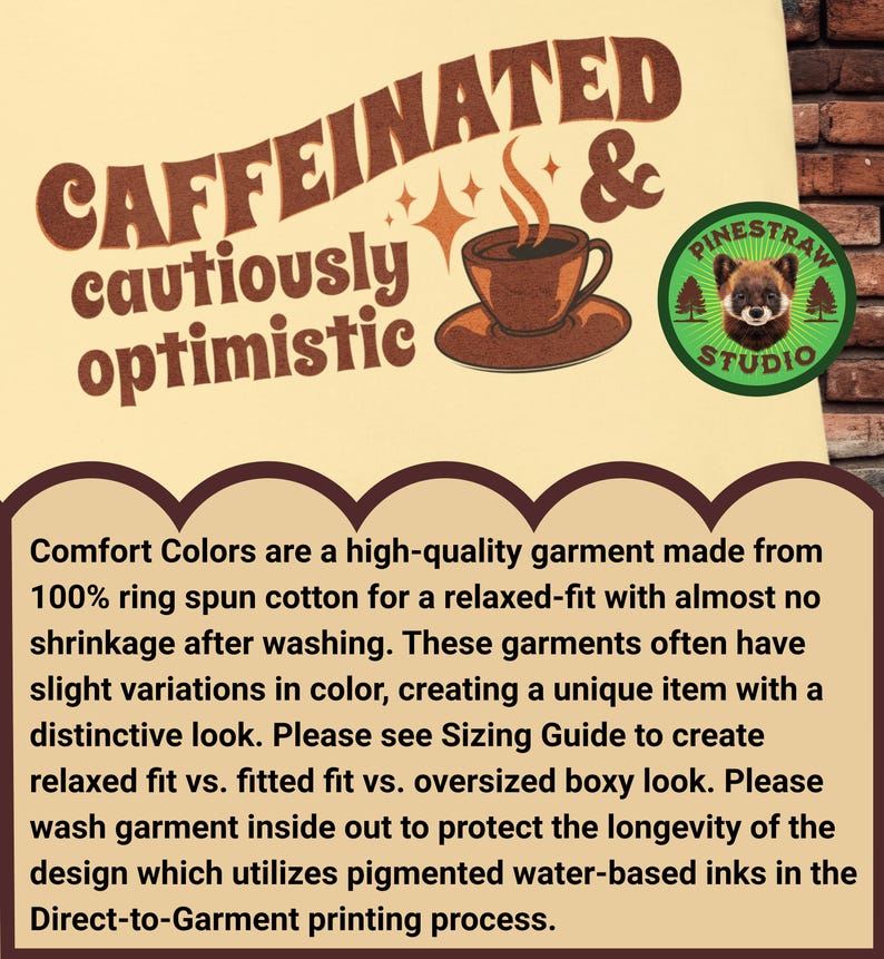Caffeinated & Cautiously Optimistic T-shirt, Comfort Colors® Tee ...