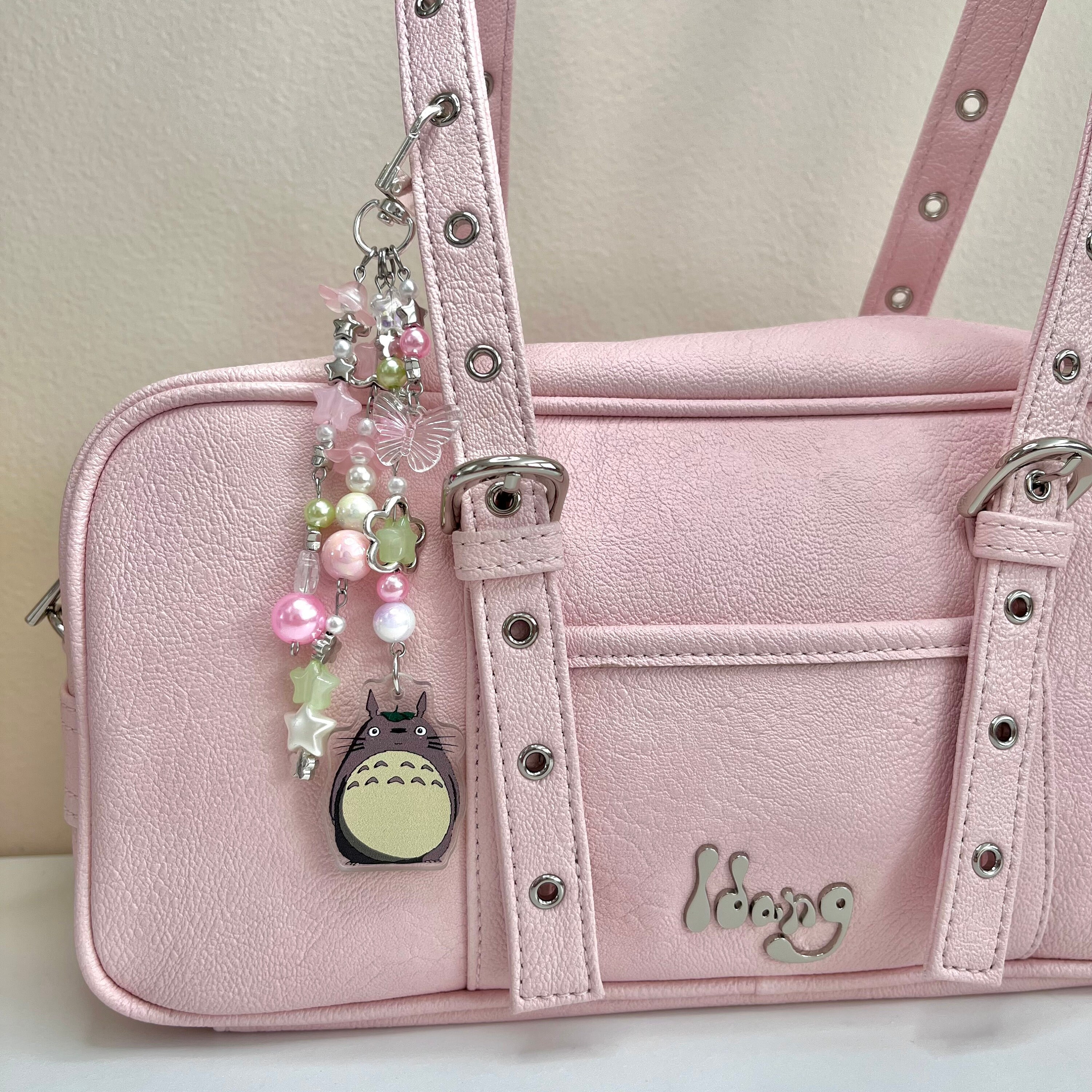 Totoro Keychain Pink Green Cute Aesthetic Kawaii Cartoon Anime Charms ...