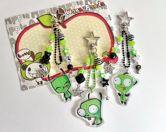 Handmade Gir Keychain, Invader Zim Fan Gift, Nostalgic Nickelodeon ...