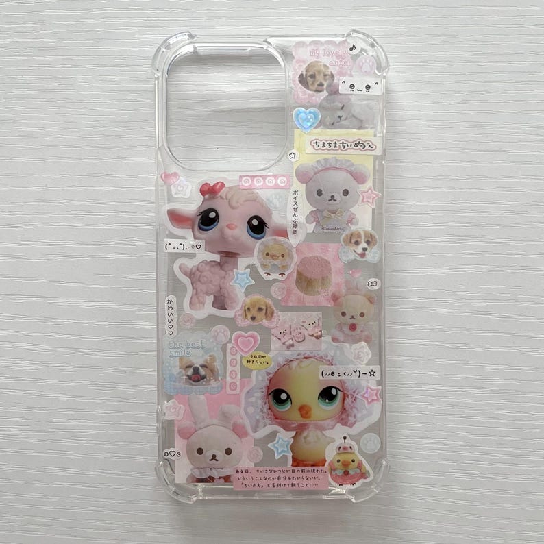 Kawaii Resin Phone Case: Heisei Retro Sticker, Kidcore Y2K Deco ...