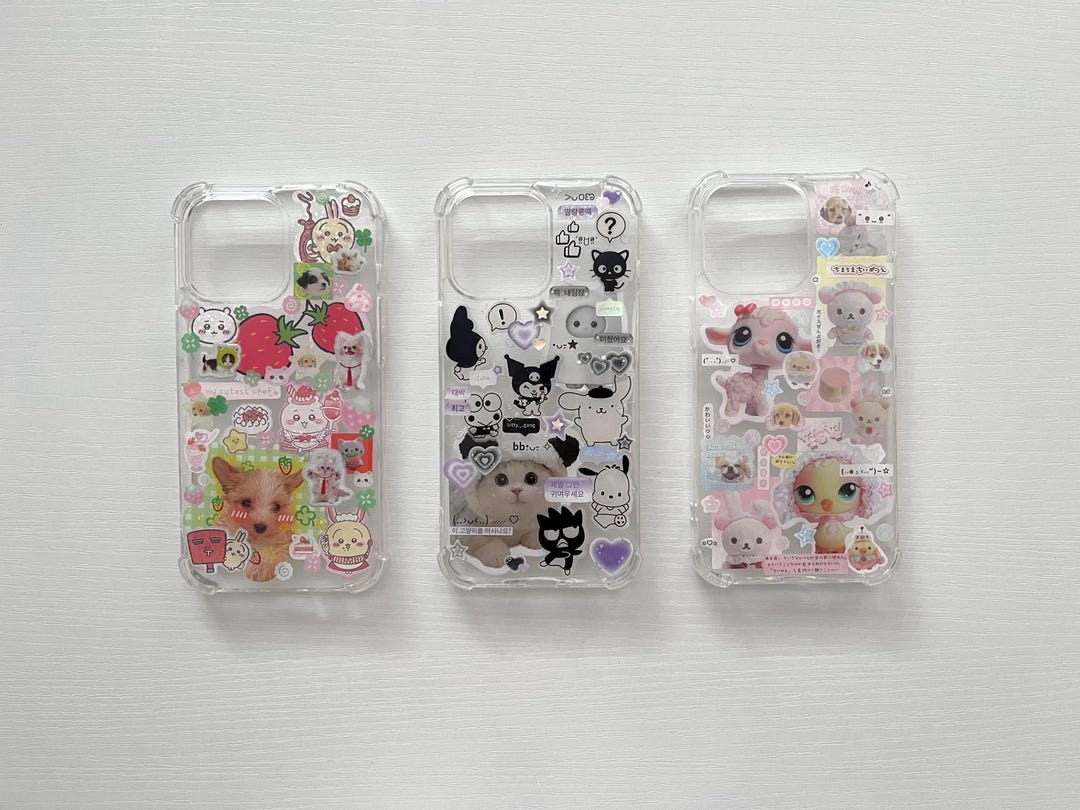 Kawaii Resin Phone Case: Heisei Retro Sticker, Kidcore Y2K Deco ...