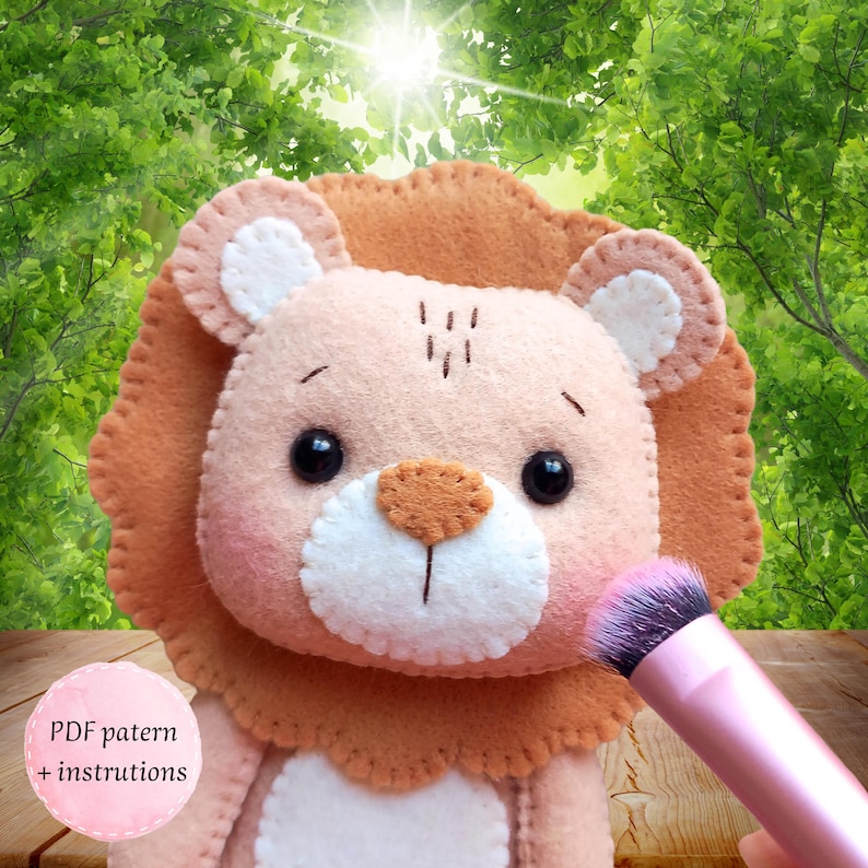 Lion Felt Sewing Pattern PDF – DIY Felt Animal Template – Soft Toy ...