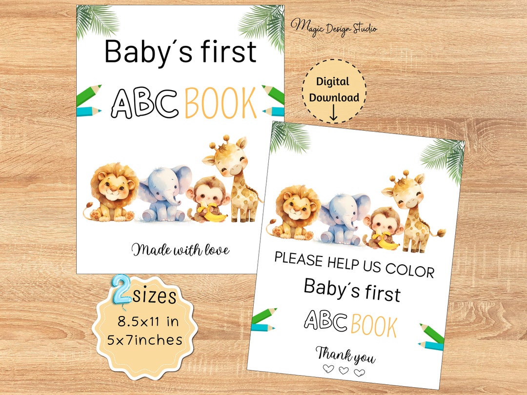 ABC Book for Baby Shower, Personalized Alphabet, Coloring Book, ABC ...