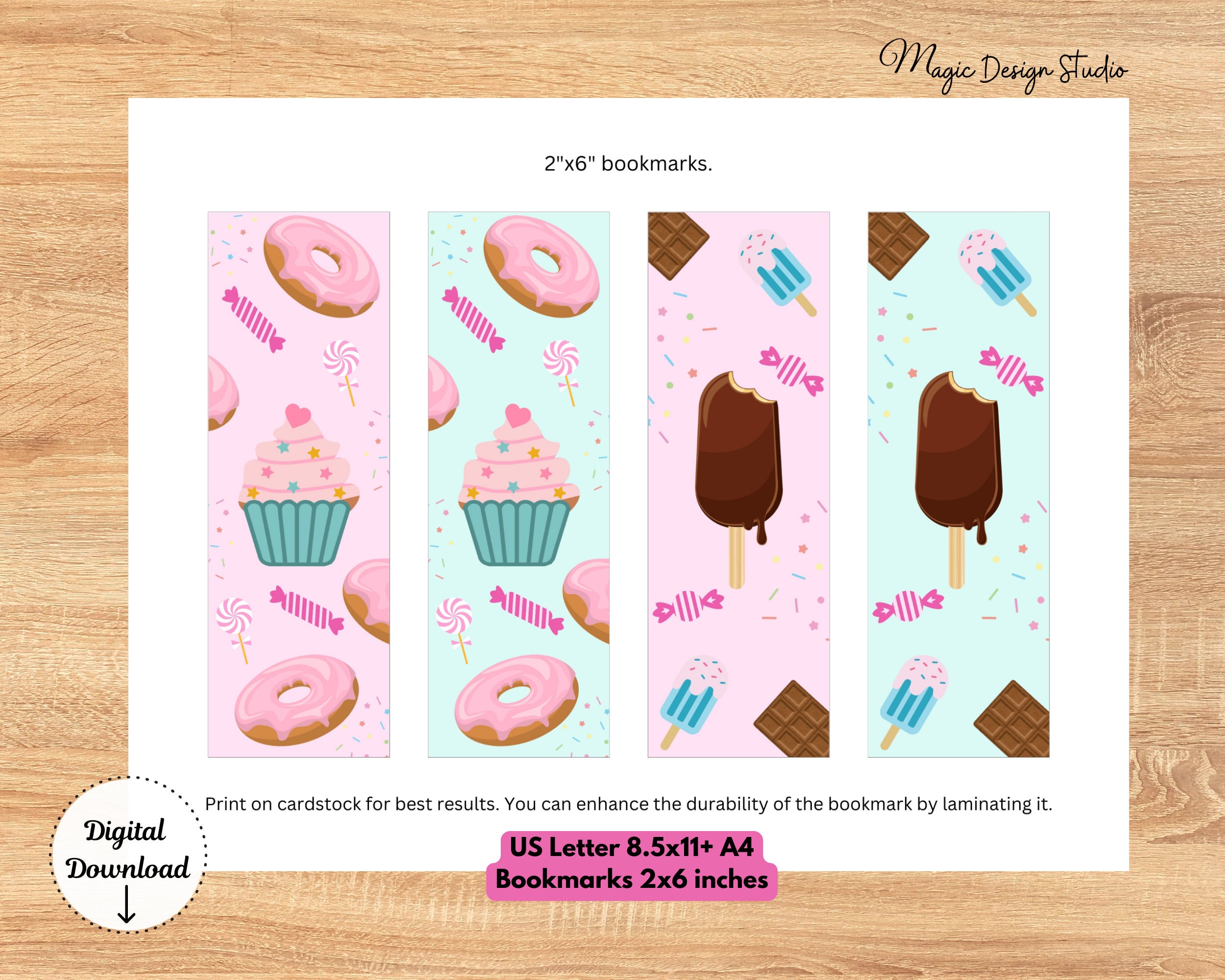 Printable Bookmarks Summer Delights: 12 Themed Bookmarks With Ice Cream ...