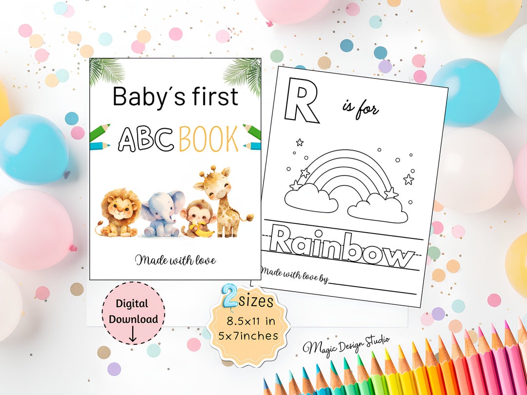 Baby's First ABC Book Baby Shower Alphabet Book, Baby Shower Coloring ...