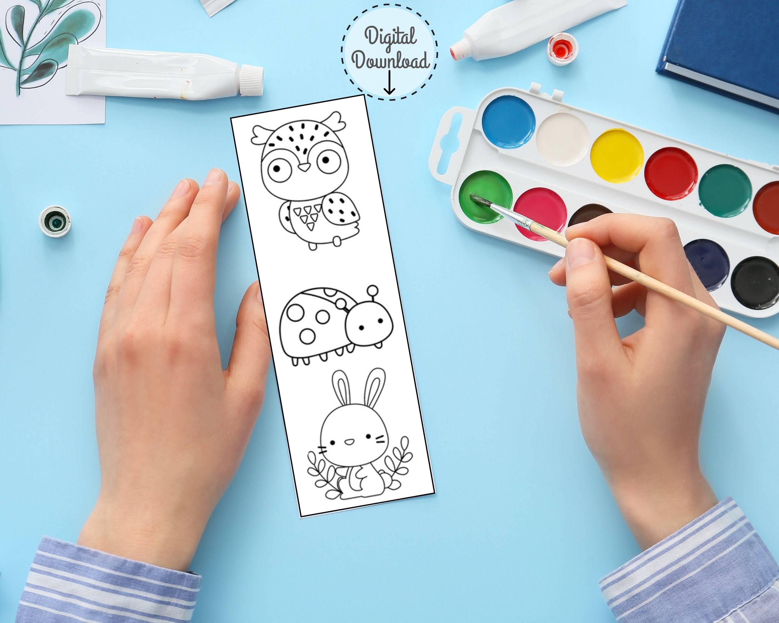 Printable Coloring Bookmarks, Cute Digital Bookmark Set, Printable Book ...