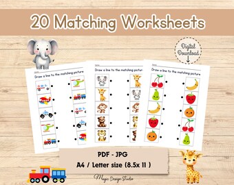 Shapes Printable Matching Worksheets, Match the Picture, Kindergarten ...