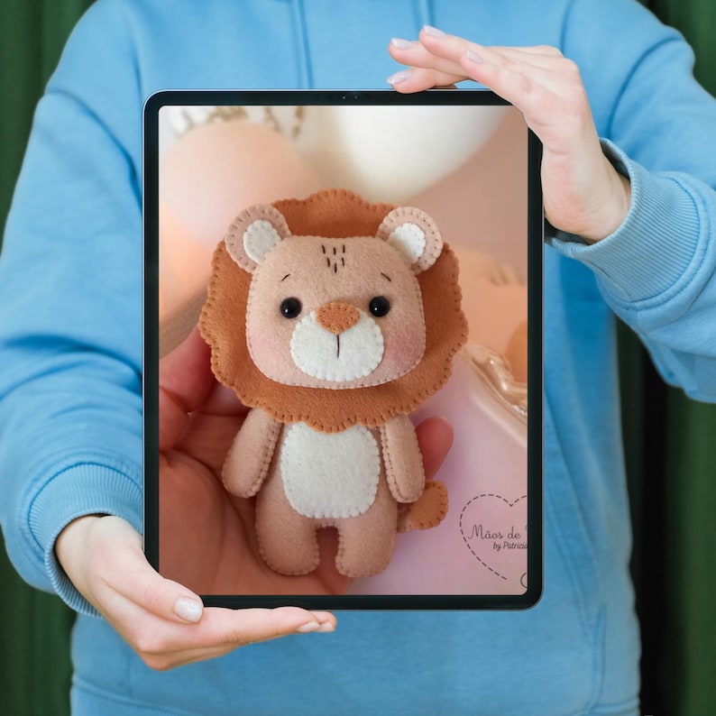 Lion Felt Sewing Pattern PDF – DIY Felt Animal Template – Soft Toy ...
