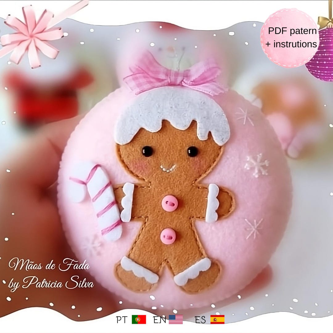 Gingerbread Man Felt Ornament Pattern – DIY Christmas Felt Template ...