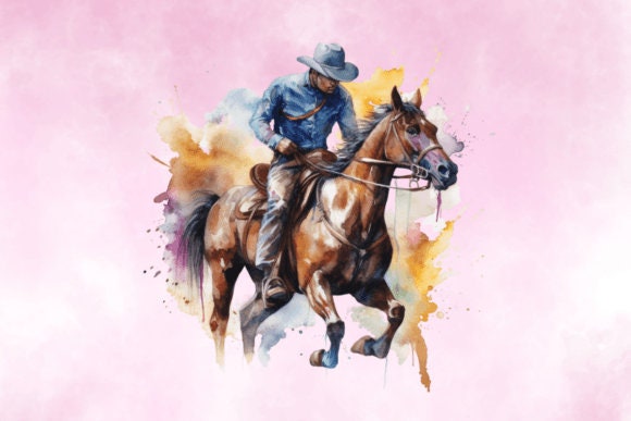 5 Watercolor Rodeo Clipart Bundle Sublimation Designs Digital Wall Art ...