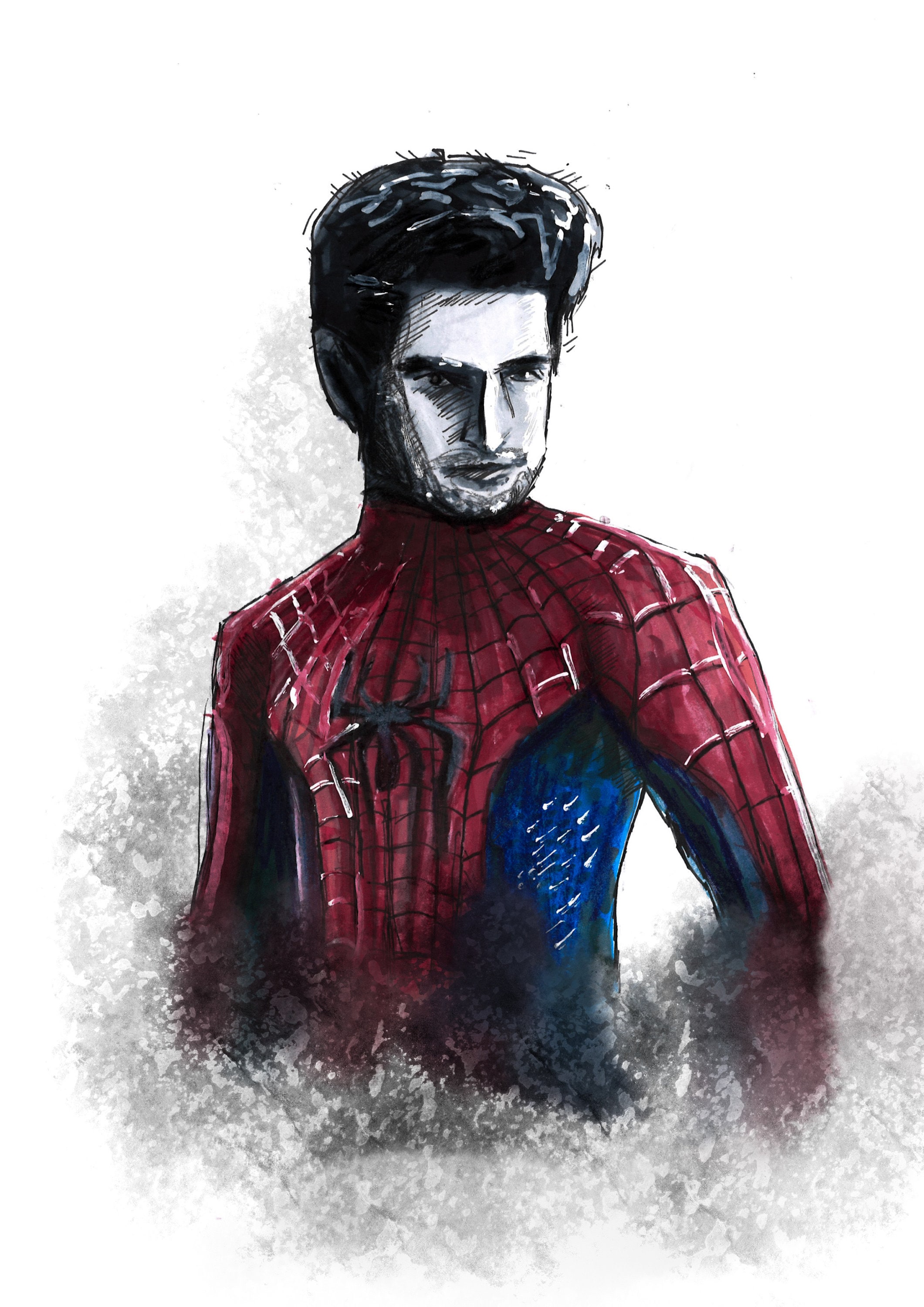 Andrew Garfield , Spider-man Portrait Traditional Art Print A4 High ...