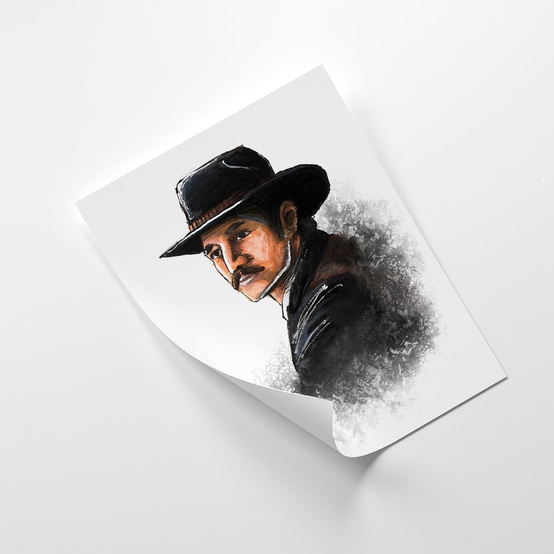 Agent Whiskey, Pedro Pascal Portrait Traditional Art Print A4 High ...