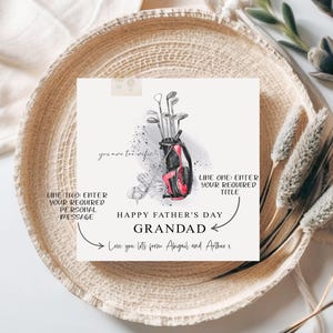 Personalised Golf Design Father's Day Card for Dad, Daddy, Grandad ...