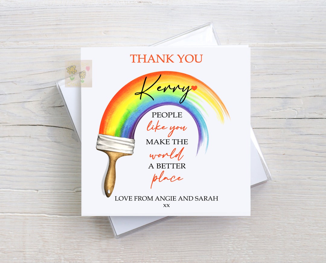 Personalised Thank You Card, Teacher Card, Bright Rainbow Design Card ...