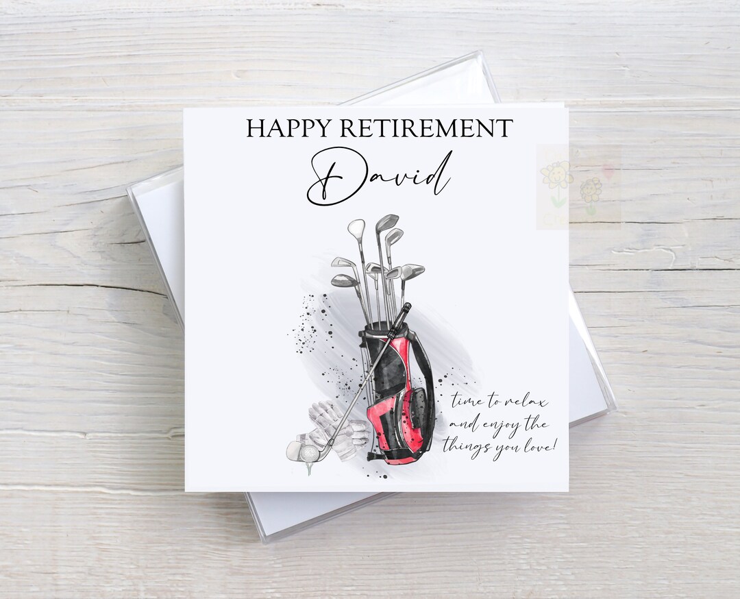 Retirement Card for Male, Personalised Golf Design Retirement Card, on ...