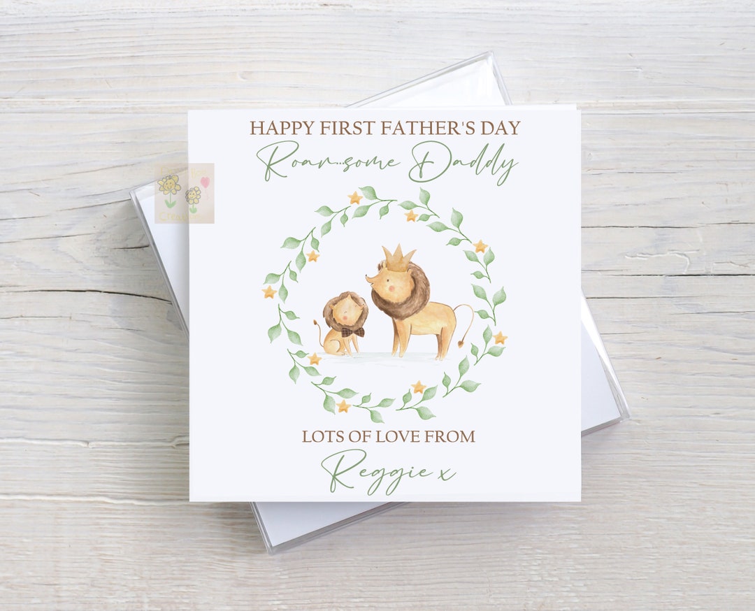 Personalised Father's Day Card, Lion Design Card for Daddy, First ...