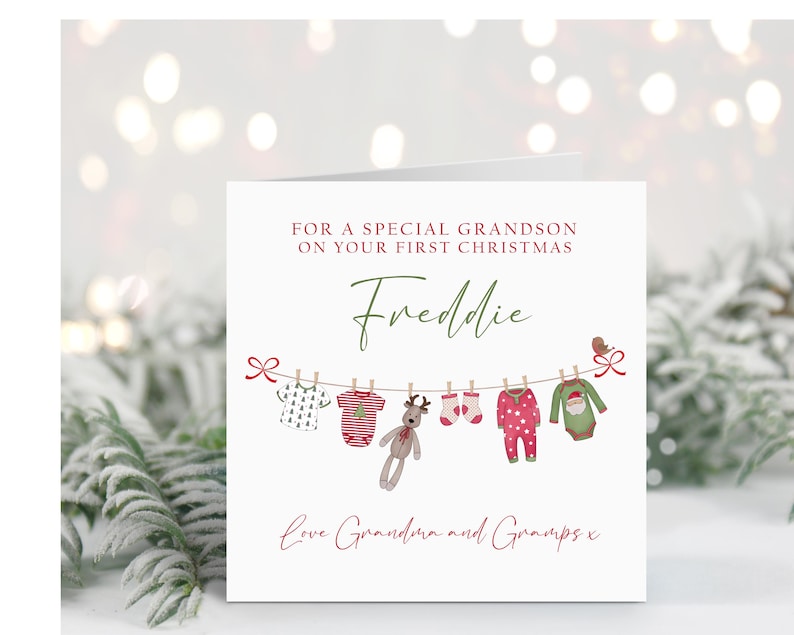 Baby's First Christmas Card, First Christmas Card for Son, Grandson ...