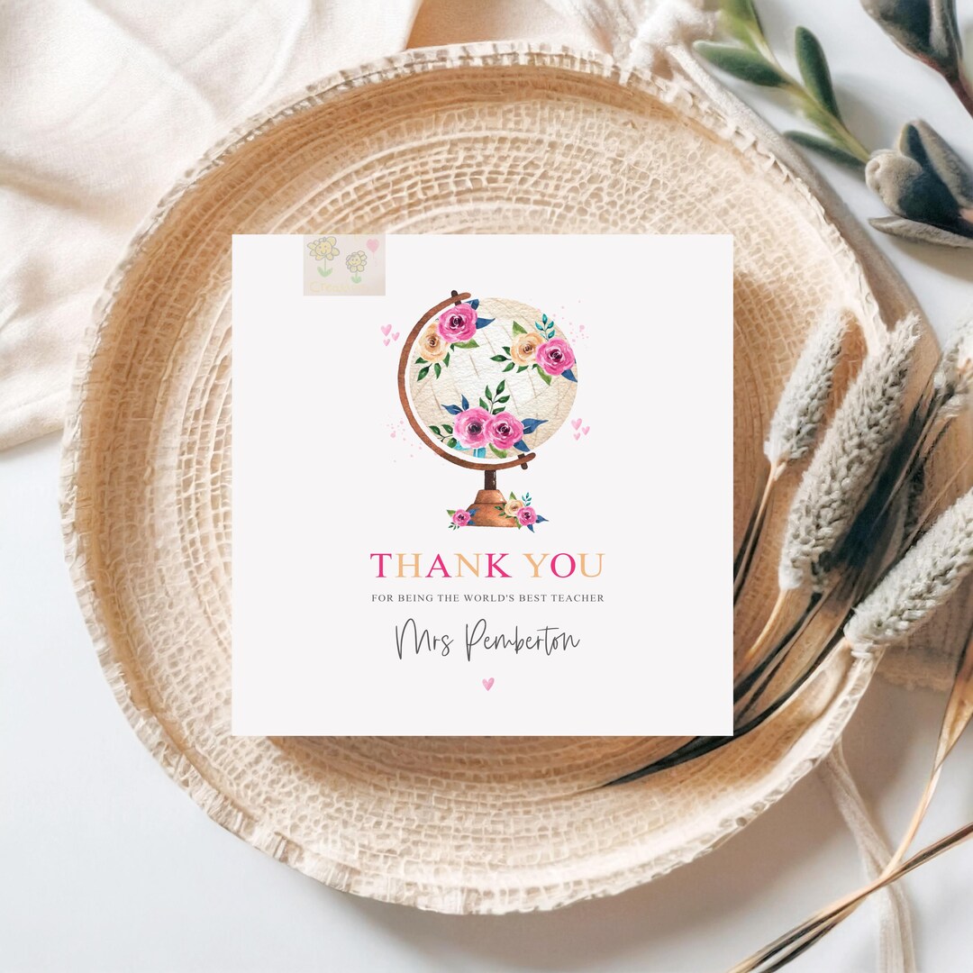 Teacher Card, World's Best Teacher End of Term Card, Personalised ...