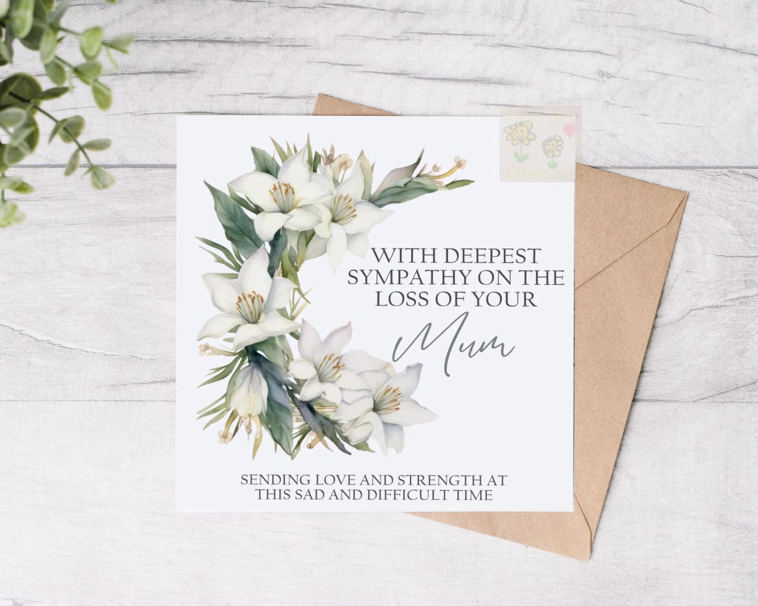 Personalised Sympathy Card, Beautiful Lily Design Card, Thinking of You ...