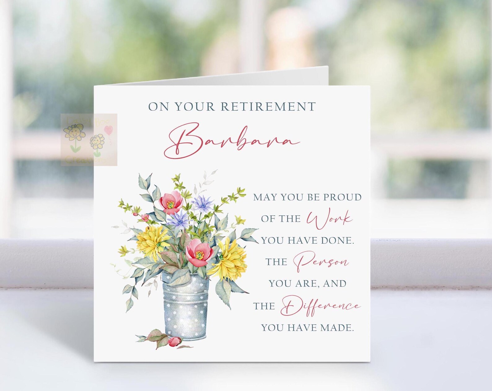 Retirement Card for Female, Personalised Retirement Card, Floral ...