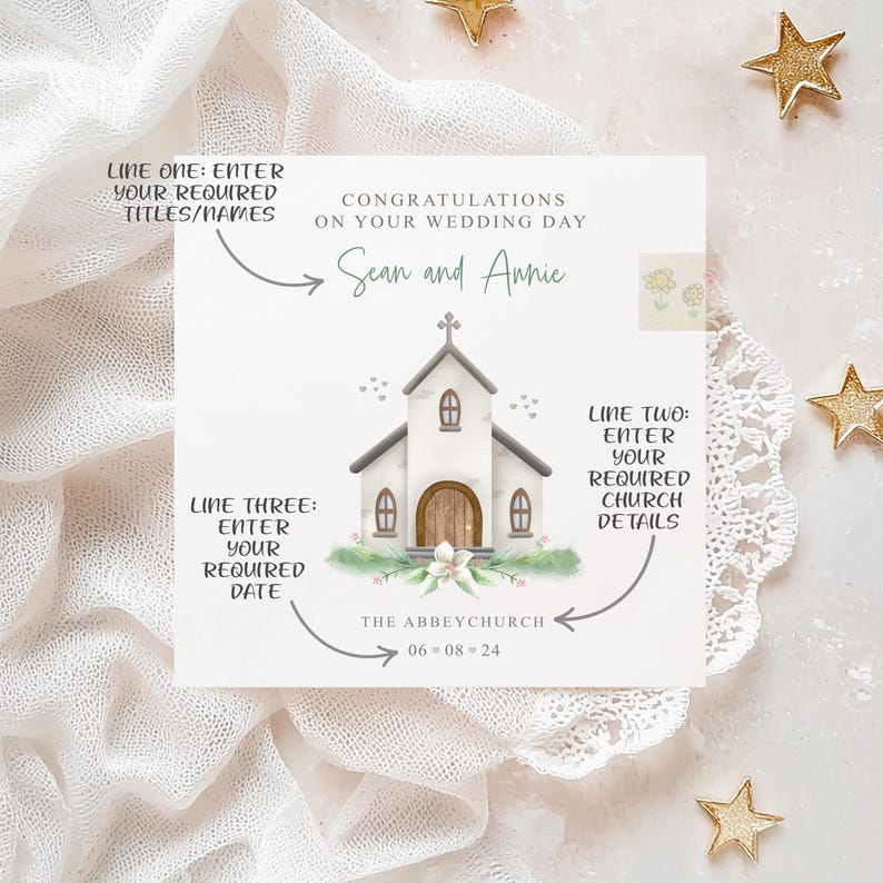 Personalised Church Design Wedding Card, Card for Wedding Day ...